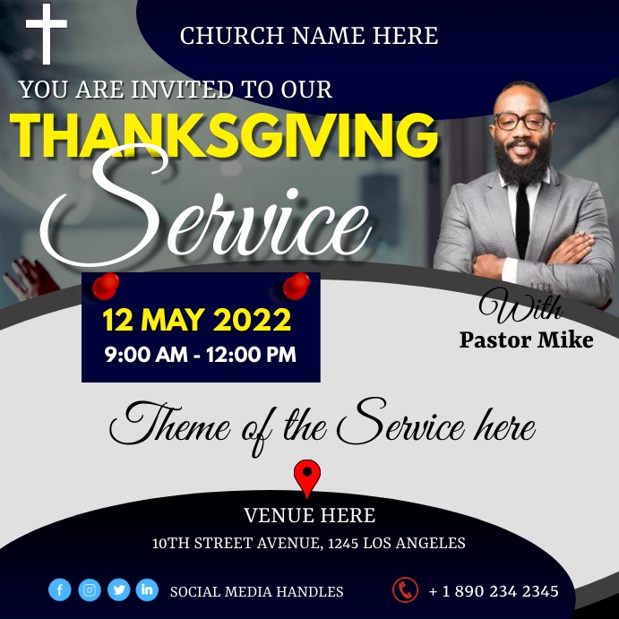 Thanksgiving service poster Template | PosterMyWall