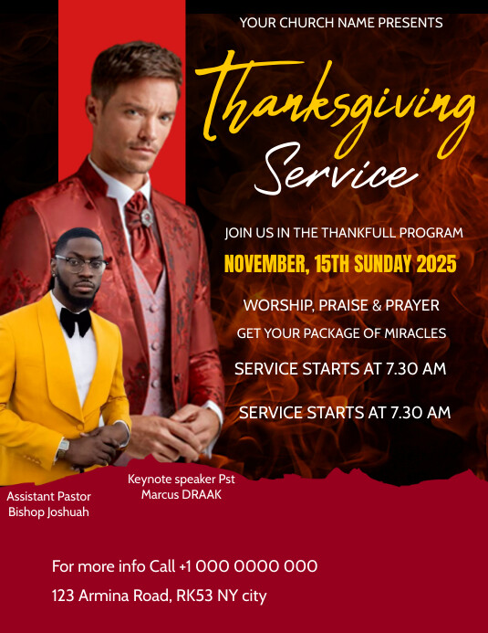 thanksgiving service schedule poster Template | PosterMyWall