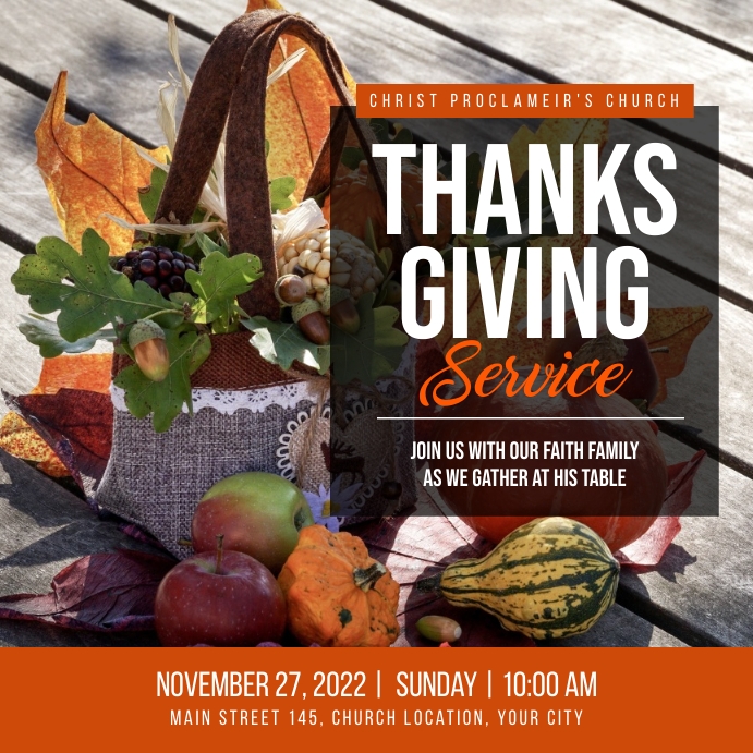 Thanksgiving service template | PosterMyWall