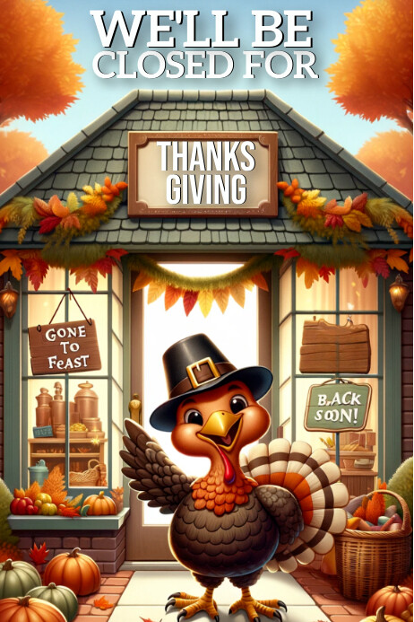 Copy of THANKSGIVING SHOP CLOSED NOTICE TEMPLATE | PosterMyWall
