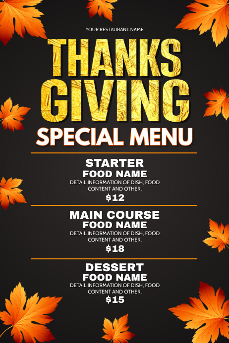 Thanksgiving special menu Template | PosterMyWall