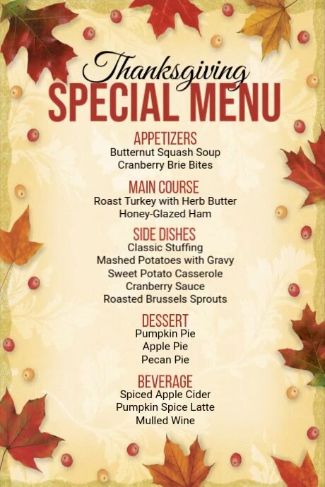 Thanksgiving Special Menu Template | PosterMyWall
