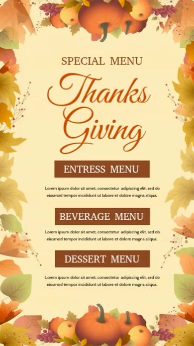 Thanksgiving Special Menu Template | PosterMyWall