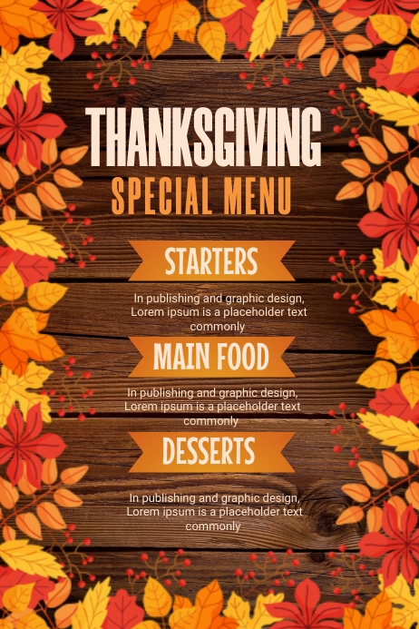 thanksgiving special menu flyer Template | PosterMyWall