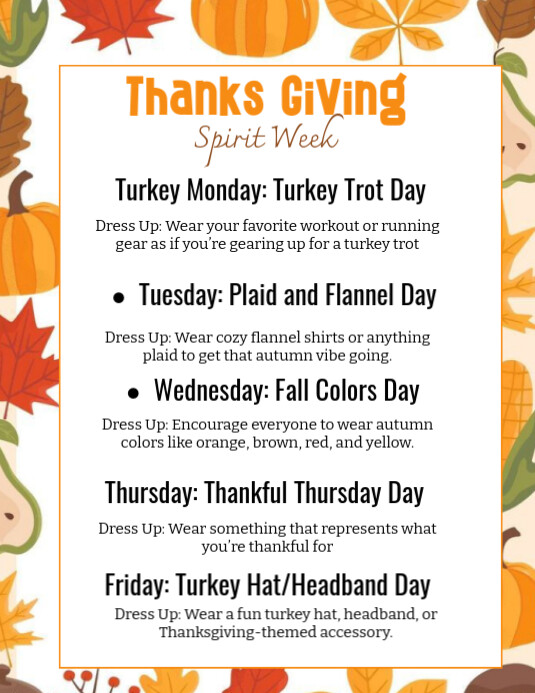Copy of Thanksgiving spirit week template | PosterMyWall