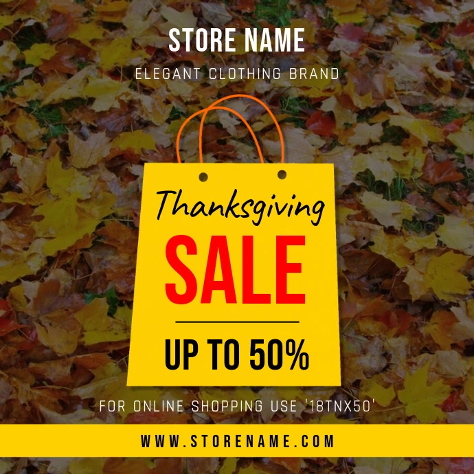 Thanksgiving Store Sale Square Video Template | PosterMyWall