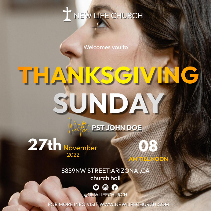 Thanksgiving sunday Template | PosterMyWall