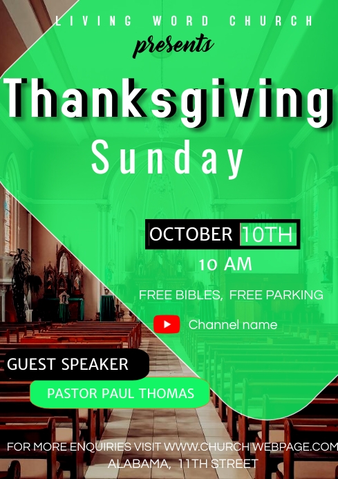 Thanksgiving Sunday Template | PosterMyWall