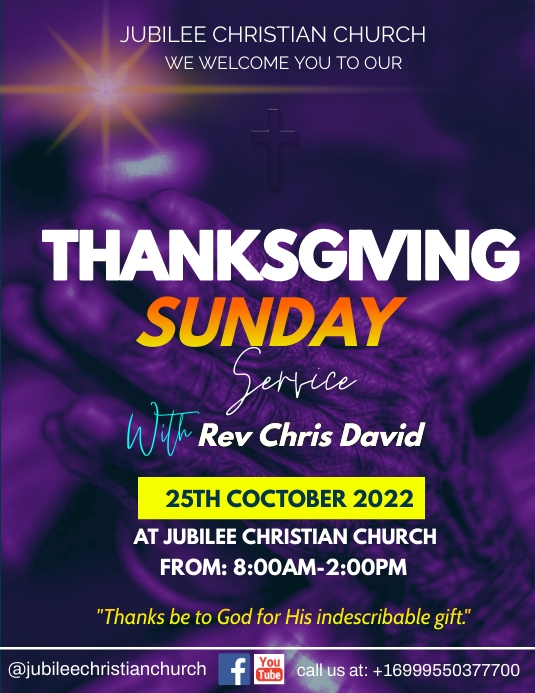 Copy of Thanksgiving Sunday Poster Template | PosterMyWall