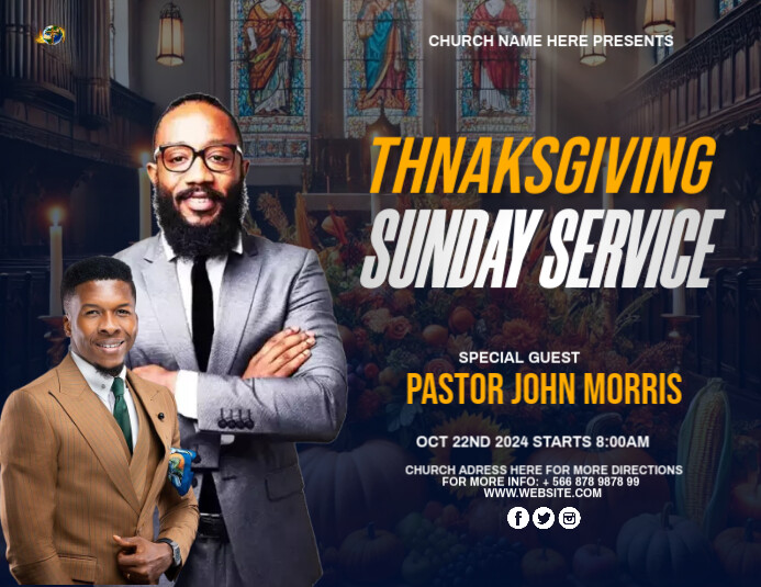Thanksgiving sunday service Template | PosterMyWall