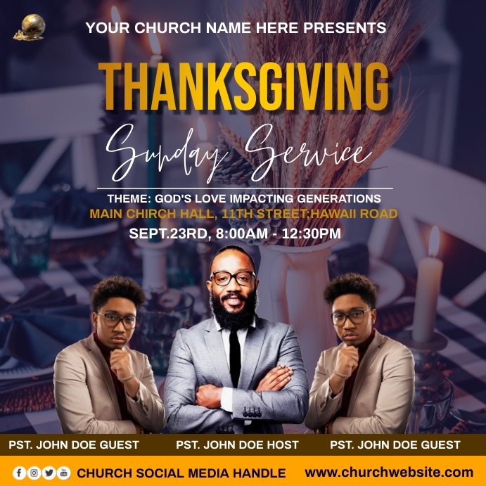 thanksgiving sunday service Template | PosterMyWall