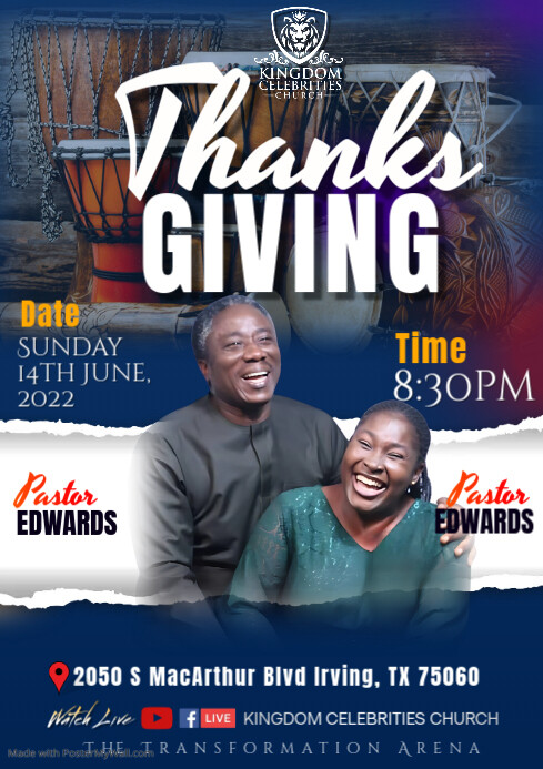 thanksgiving Sunday service Template | PosterMyWall