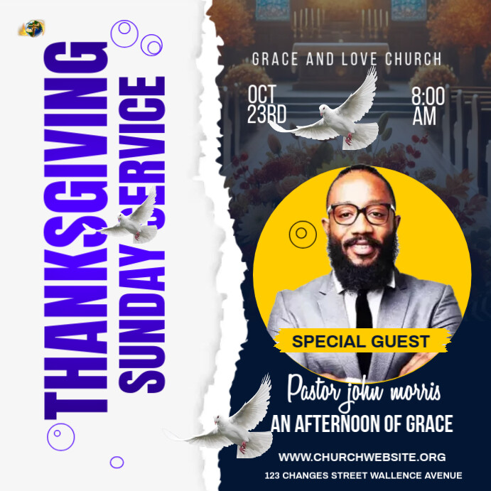 Plantilla de Thanksgiving sunday service | PosterMyWall