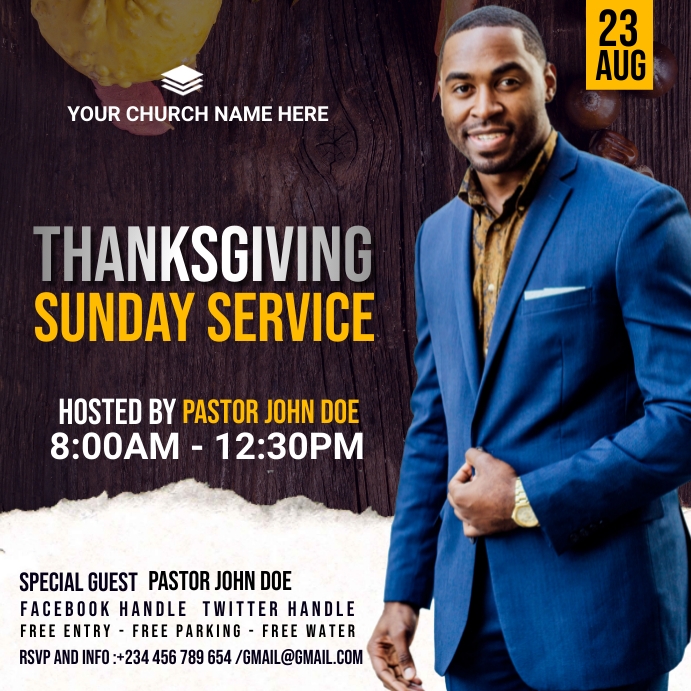 thanksgiving sunday service Template | PosterMyWall