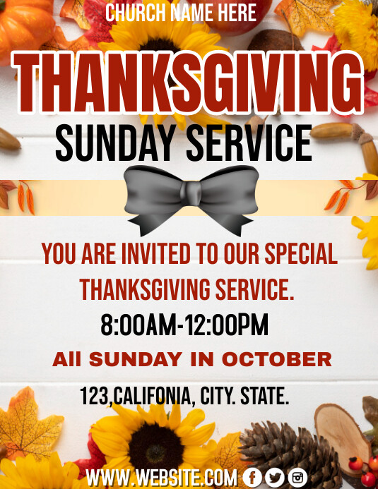 Thanksgiving Sunday service design template | PosterMyWall