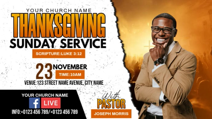 Thanksgiving Sunday Service Template | PosterMyWall