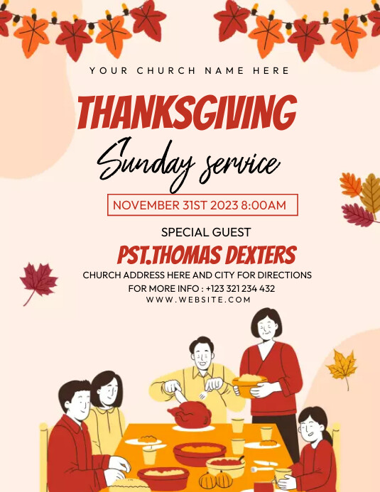 Plantilla de thanksgiving sunday service | PosterMyWall