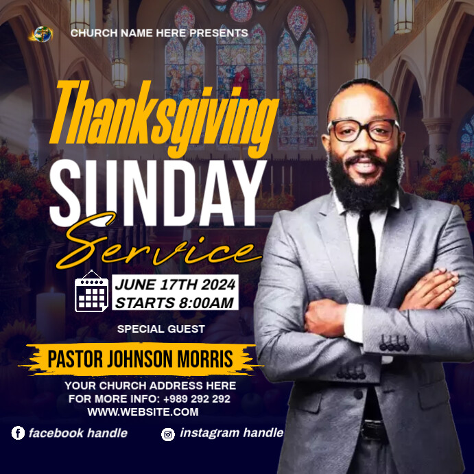 Thanksgiving sunday service Template | PosterMyWall