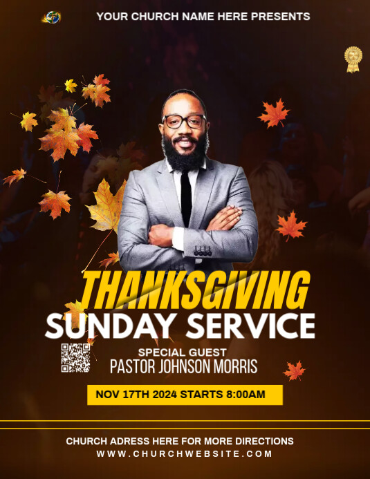 Thanksgiving Sunday Service Template | PosterMyWall