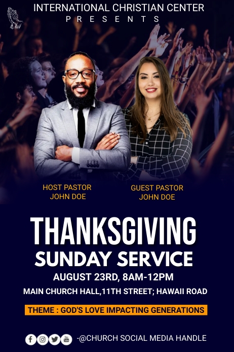 thanksgiving sunday service Template | PosterMyWall