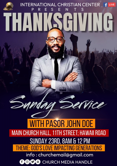 thanksgiving sunday service Template | PosterMyWall