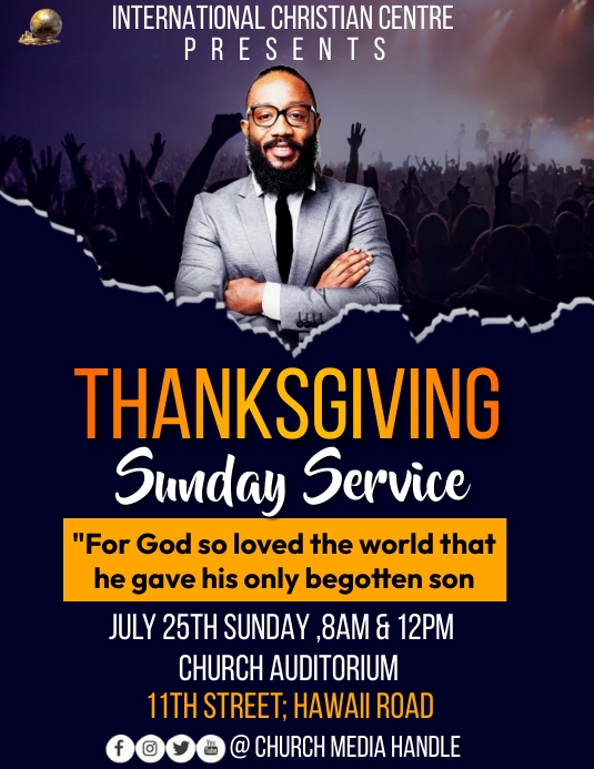 thanksgiving sunday service Template | PosterMyWall