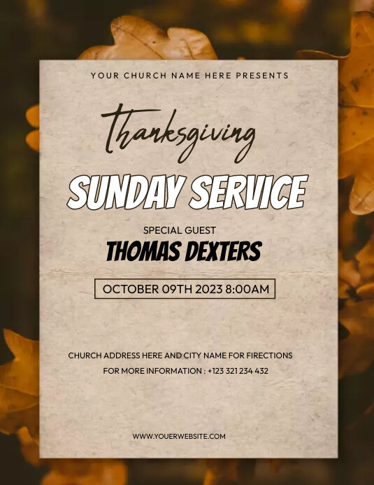 thanksgiving sunday service Template | PosterMyWall