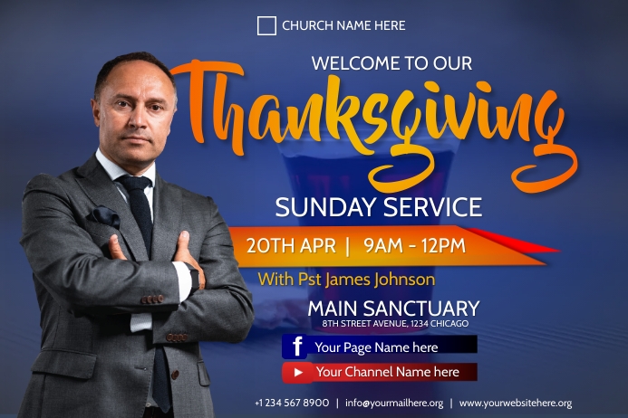 thanksgiving sunday service flyer Template | PosterMyWall