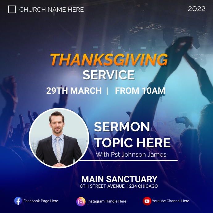 thanksgiving sunday service flyer Template | PosterMyWall