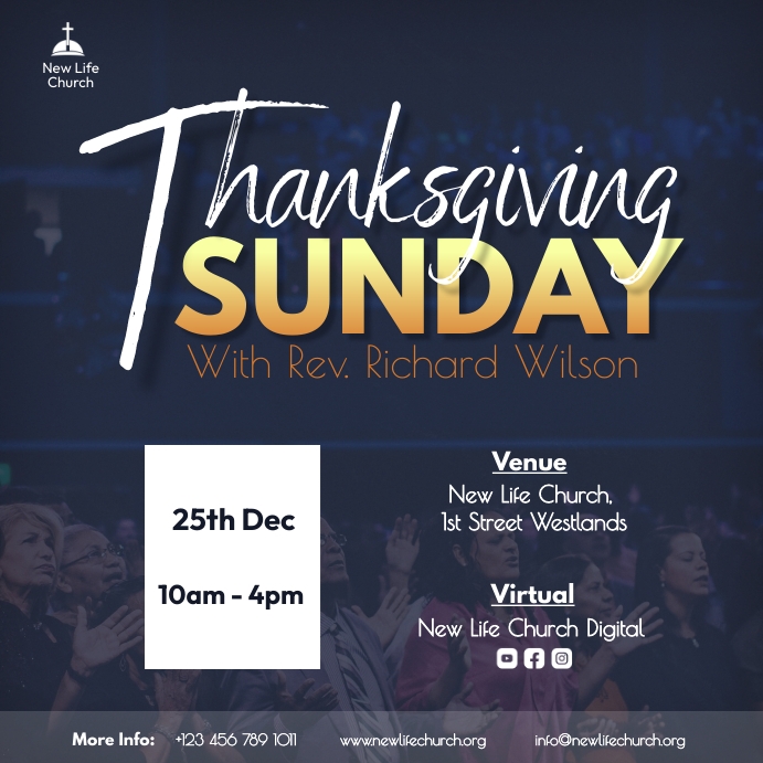 Thanksgiving Sunday Service invitation flyer Template | PosterMyWall