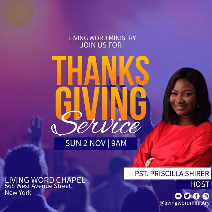 Thanksgiving Sunday Service poster Template | PosterMyWall