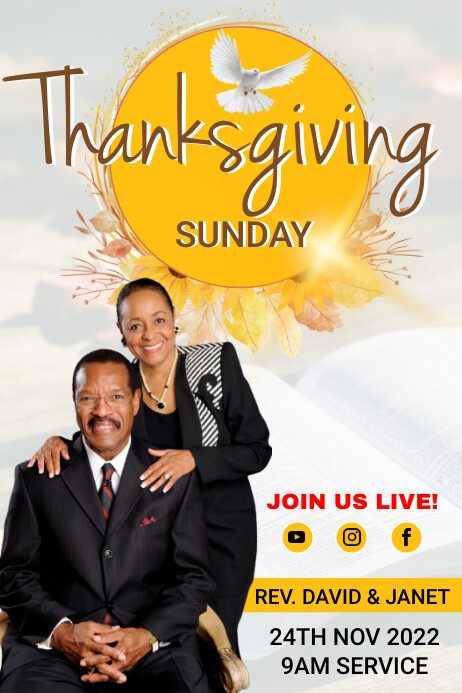 Copy of Thanksgiving Sunday service poster | PosterMyWall