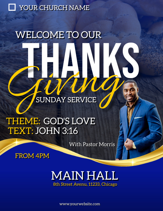 thanksgiving sunday service poster Template | PosterMyWall
