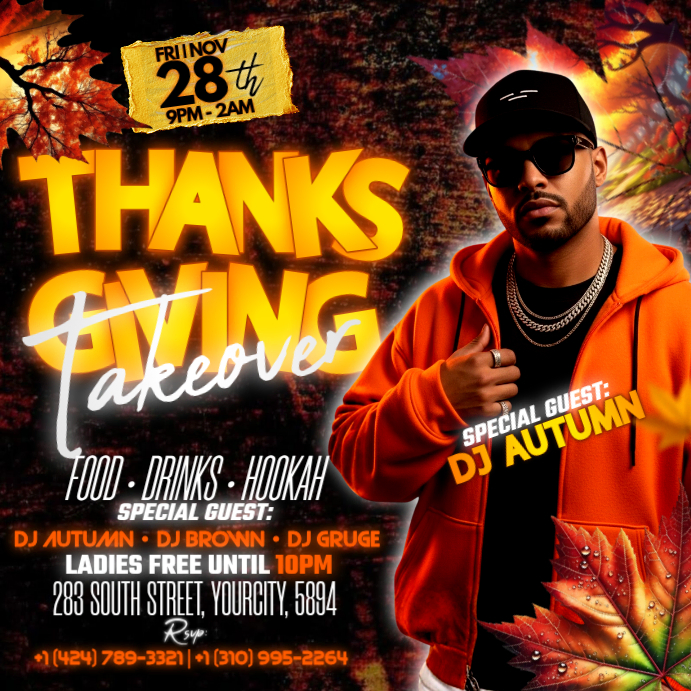 Thanksgiving Takeover Urban Night Template | PosterMyWall