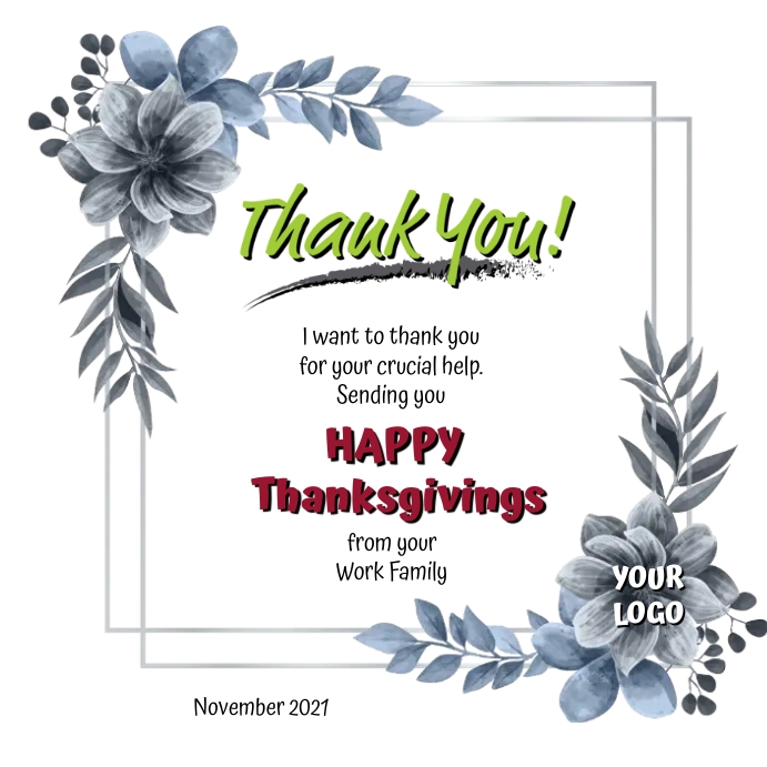 Thanksgiving Thank You Card Template | PosterMyWall