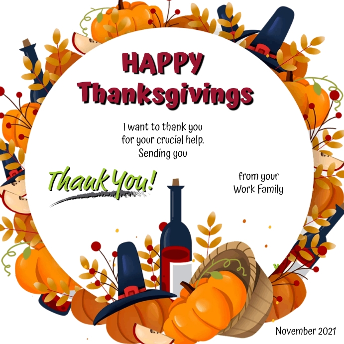 Thanksgiving Thank You Card Template | PosterMyWall