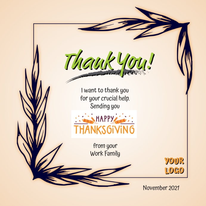 Thanksgiving Thank You Card Template | PosterMyWall