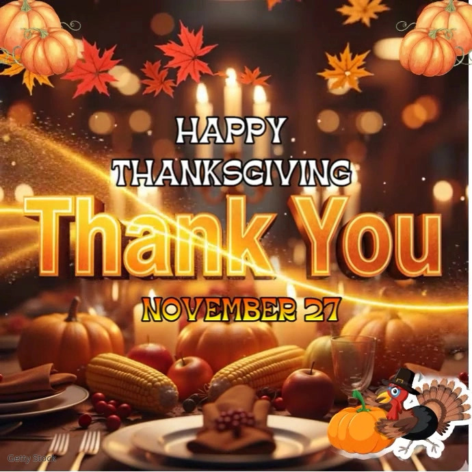 Copy of Thanksgiving Thank You card Video Template Square (1:1 ...