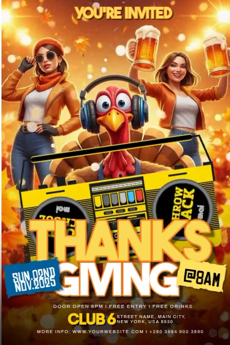 Thanksgiving Throwback Party Template | PosterMyWall