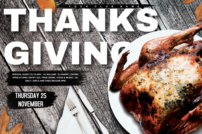 Thanksgiving turkey dinner poster Template | PosterMyWall