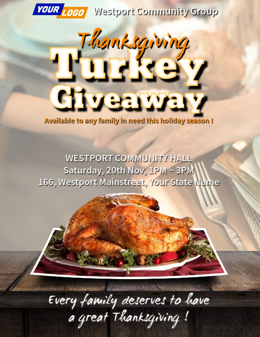 Thanksgiving Turkey Giveaway Design Template | PosterMyWall