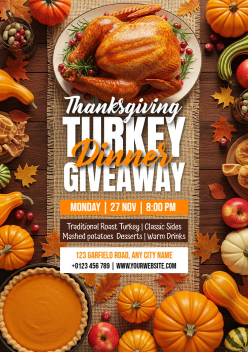 Thanksgiving Turkey Giveaway Template | PosterMyWall