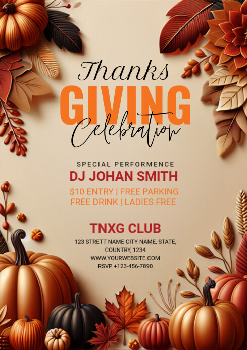 Thanksgiving Turkey Giveaway Flyer Template | PosterMyWall