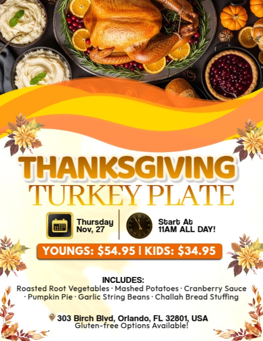Thanksgiving Turkey Plate Special Template | PosterMyWall