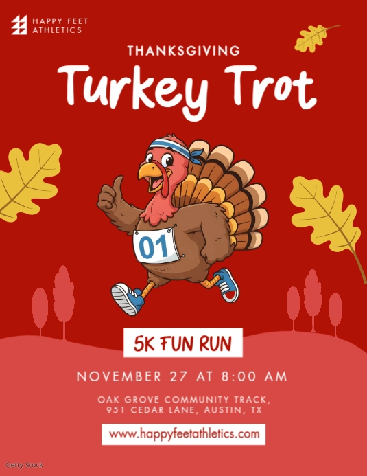 Thanksgiving Turkey Trot Flyer Template | PosterMyWall