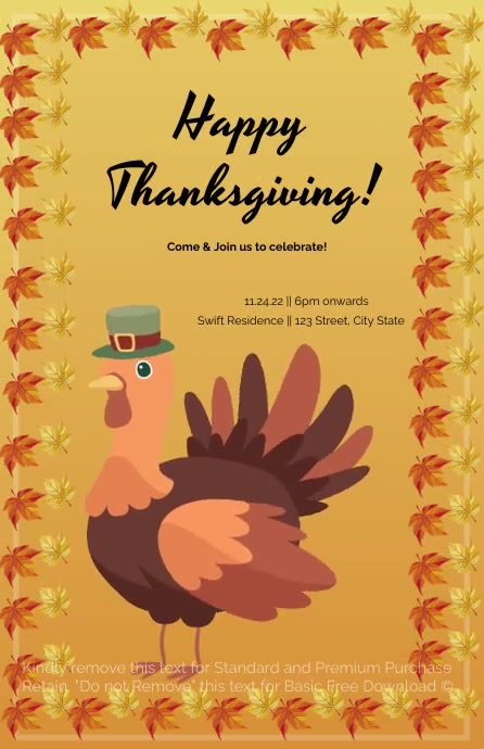 Thanksgiving - Turkey_v4 Template | PosterMyWall