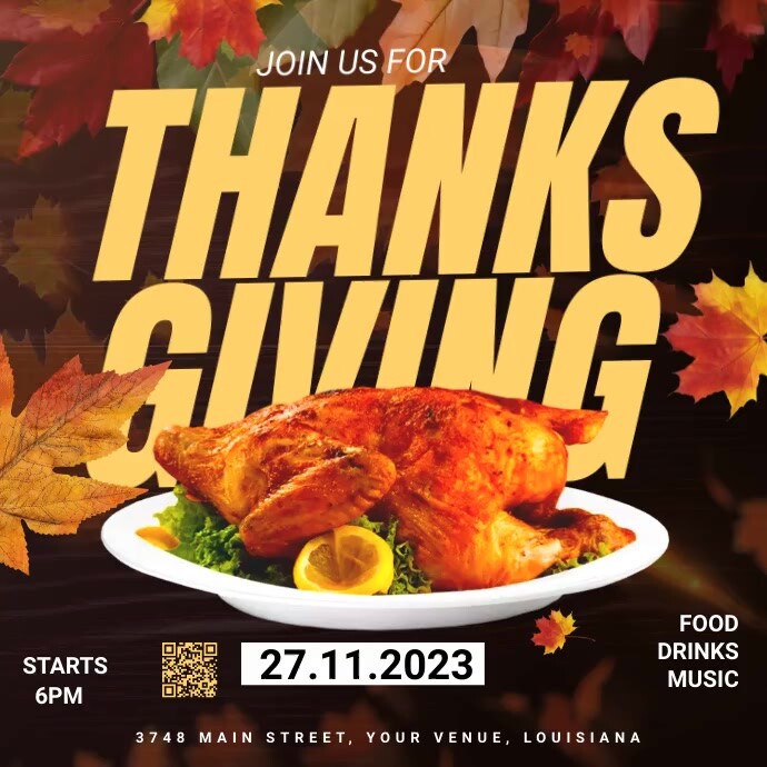 thanksgiving video instagram post Template | PosterMyWall