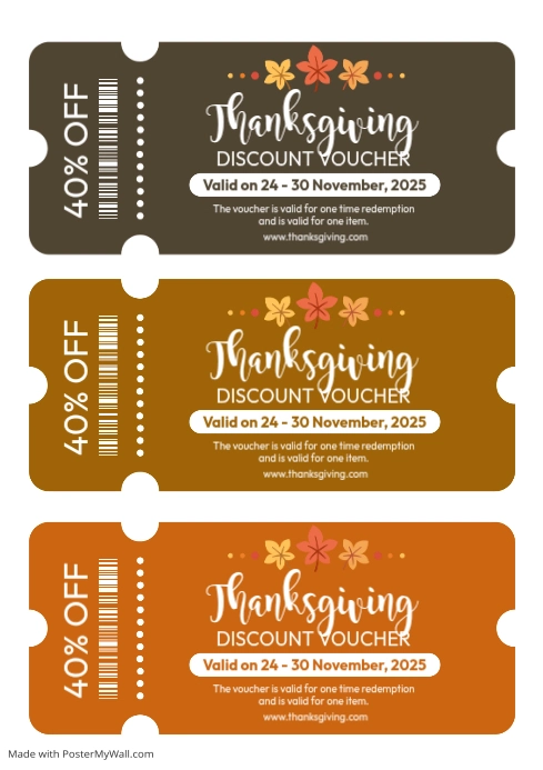 Thanksgiving Voucher Template | PosterMyWall