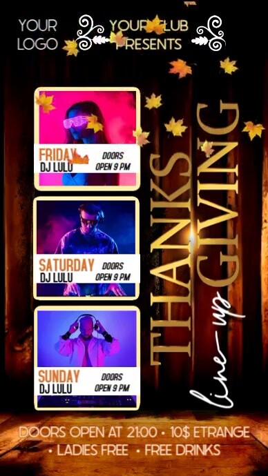 Plantilla de Thanksgiving Weekend Line-Up | PosterMyWall