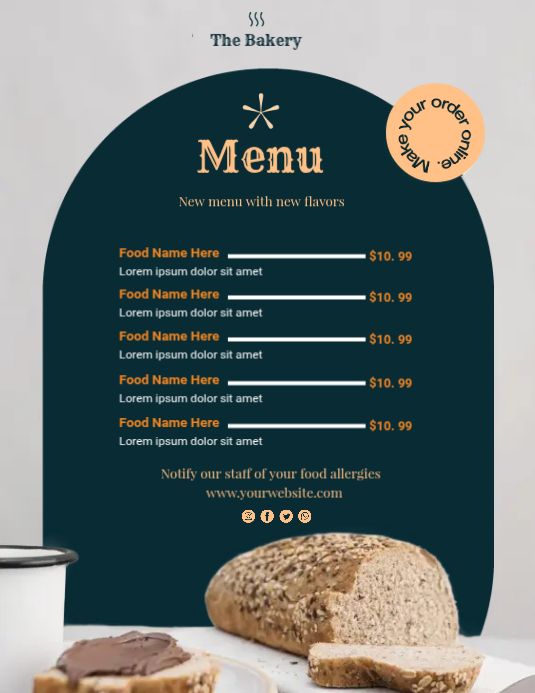 สำเนา The Bakery Menu | PosterMyWall